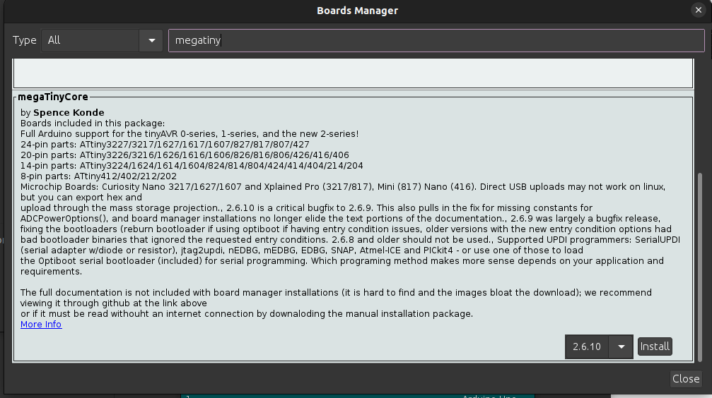 Getting started with ATtiny3224 development board